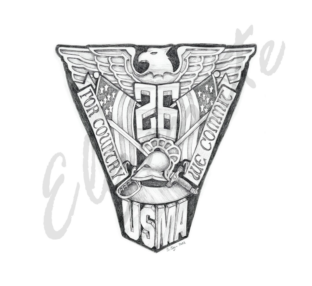 2026 Class Crest - Hand Drawn Print - West Point - USMA - Drawing Wall ...
