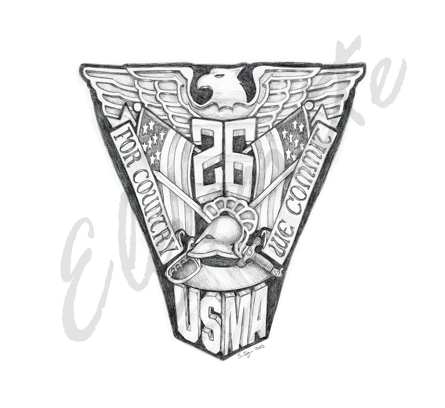 2026 Class Crest Hand Drawn Print West Point USMA Drawing Wall Art - Etsy