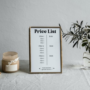 Retro Price List Template, Vendor Booth Sign, Editable Pricing Sheet ...