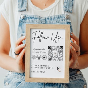 Connect With Us Sign Template, Minimalist Small Business Social Media ...