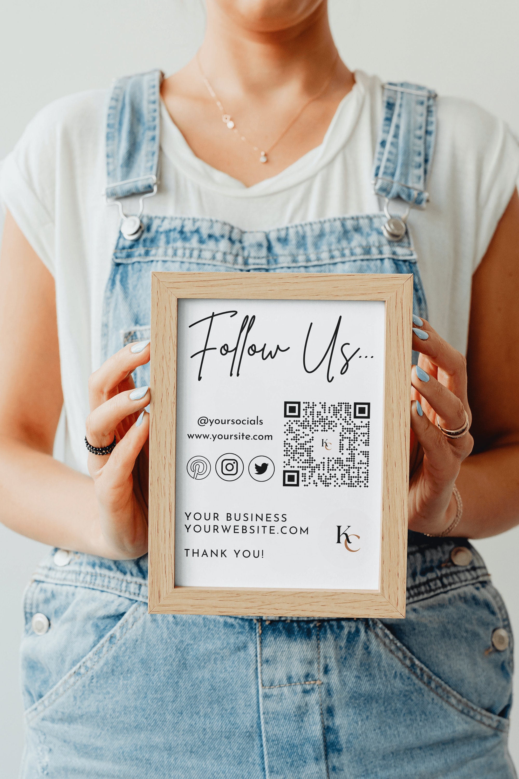 Connect With Us Sign Template, Minimalist Small Business Social Media ...