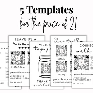 Qr Code Sign Template Bundle, Small Business Templates, Scan to Pay ...
