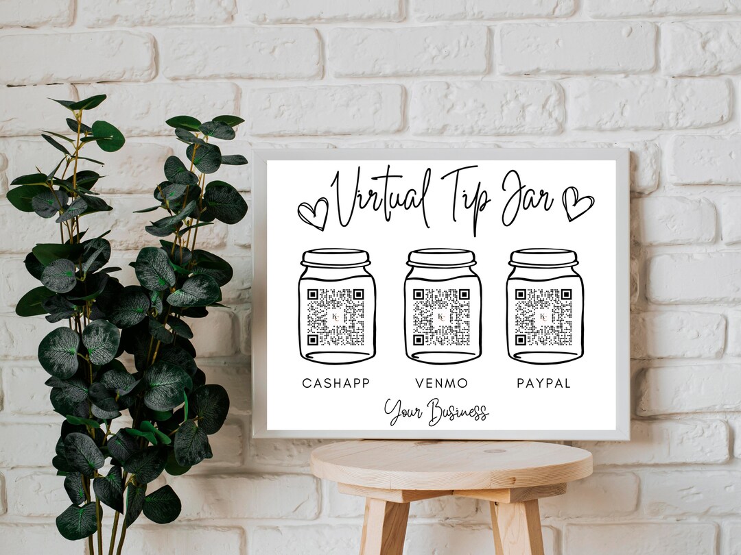 Printable Virtual Tip Jar Venmo Payment Sign, QR Code Sign Canva ...