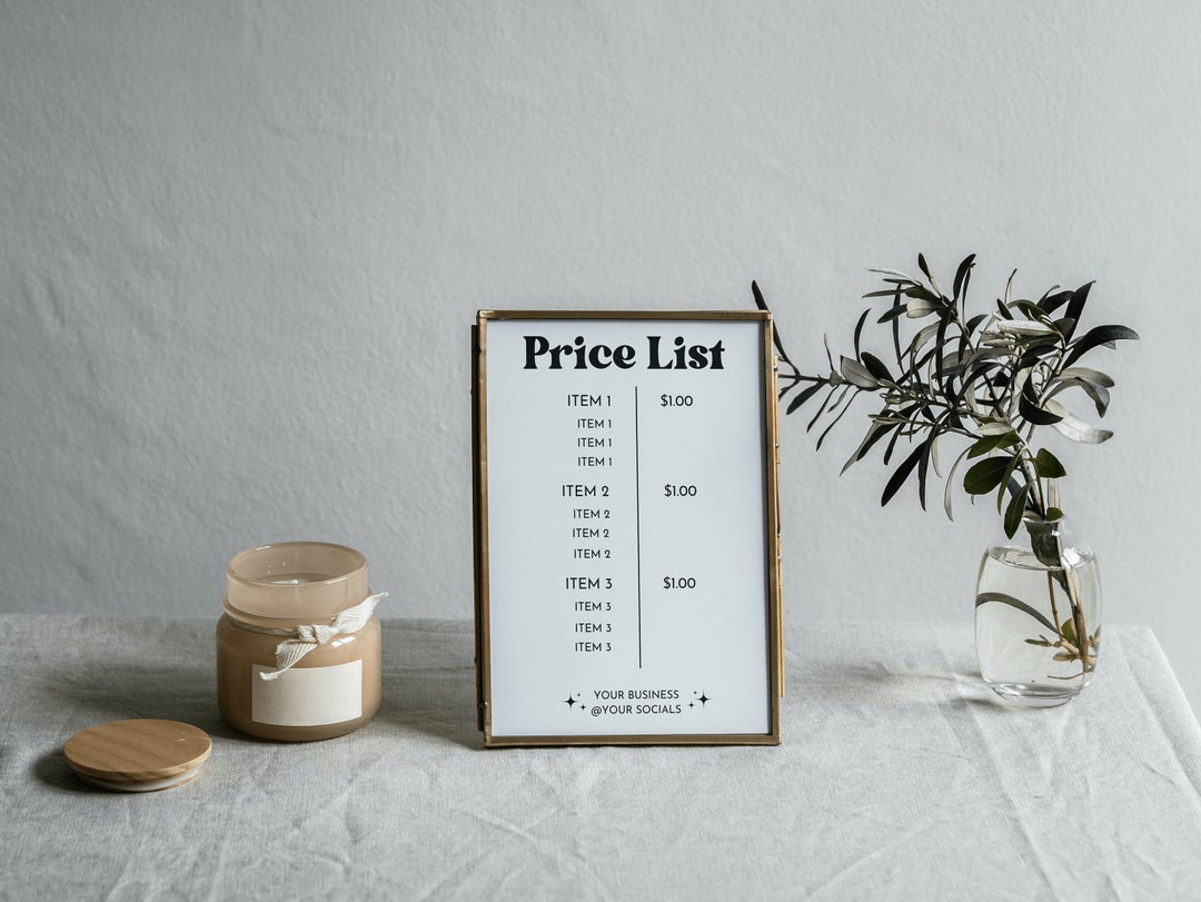 Retro Price List Template, Vendor Booth Sign, Editable Pricing Sheet ...
