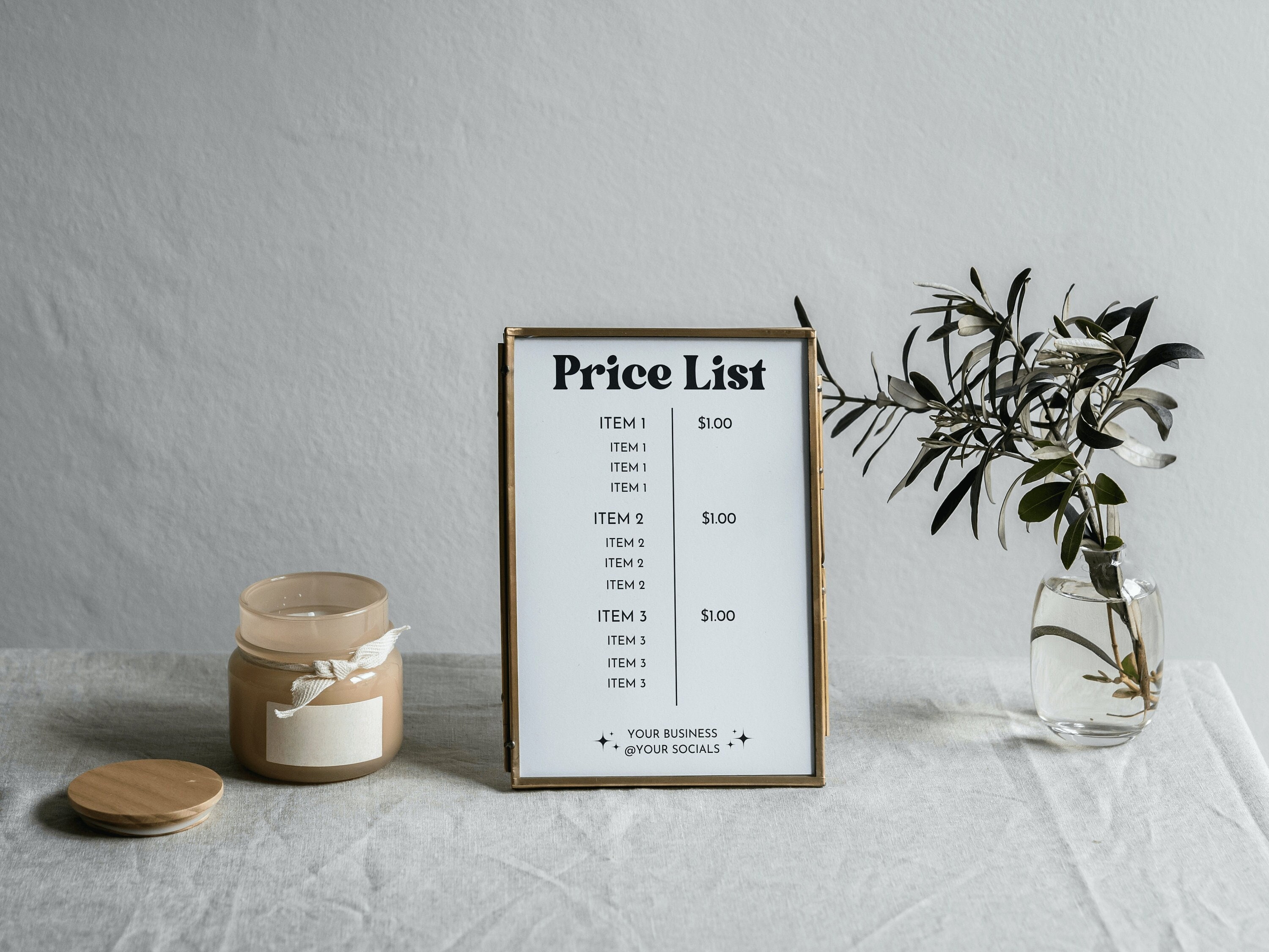 Retro Price List Template, Vendor Booth Sign, Editable Pricing Sheet ...