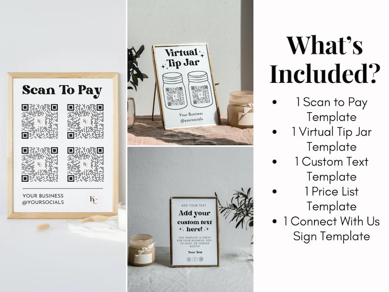 Qr Code Sign Template Bundle Vendor Booth Sign Craft Show - Etsy
