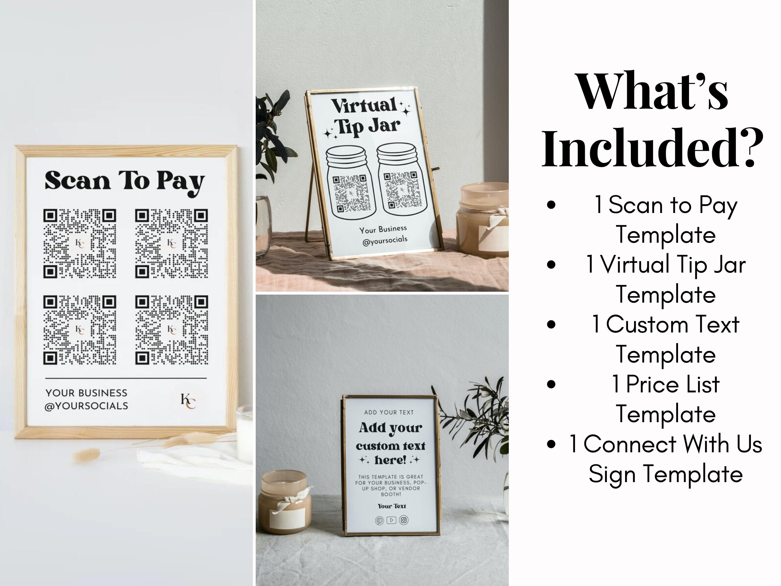 Qr Code Sign Template Bundle Vendor Booth Sign Craft Show - Etsy