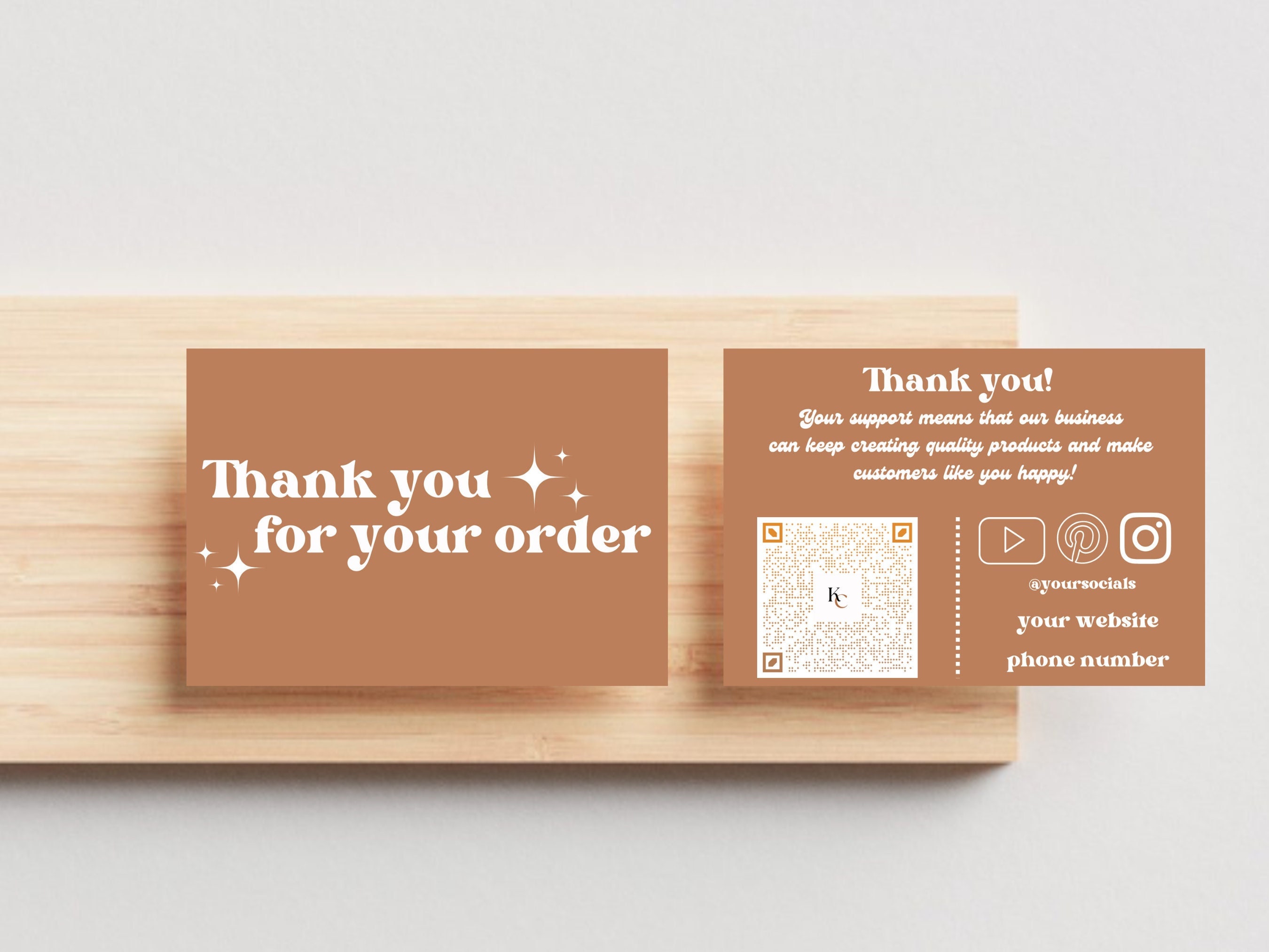 Retro Editable QR Code Thank You Card Business Template, Small Business ...