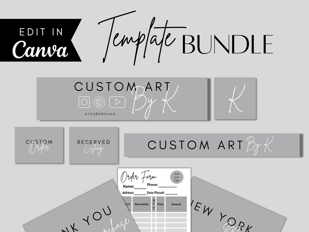Blue Small Business Template Package Etsy Shop Kit Order - Etsy