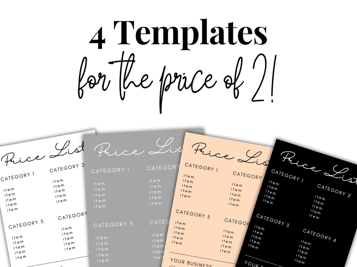 Editable Price List Template, Pricing Guide, Pricing Template, Booth ...