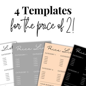 Editable Price List Template, Pricing Guide, Pricing Template, Booth ...