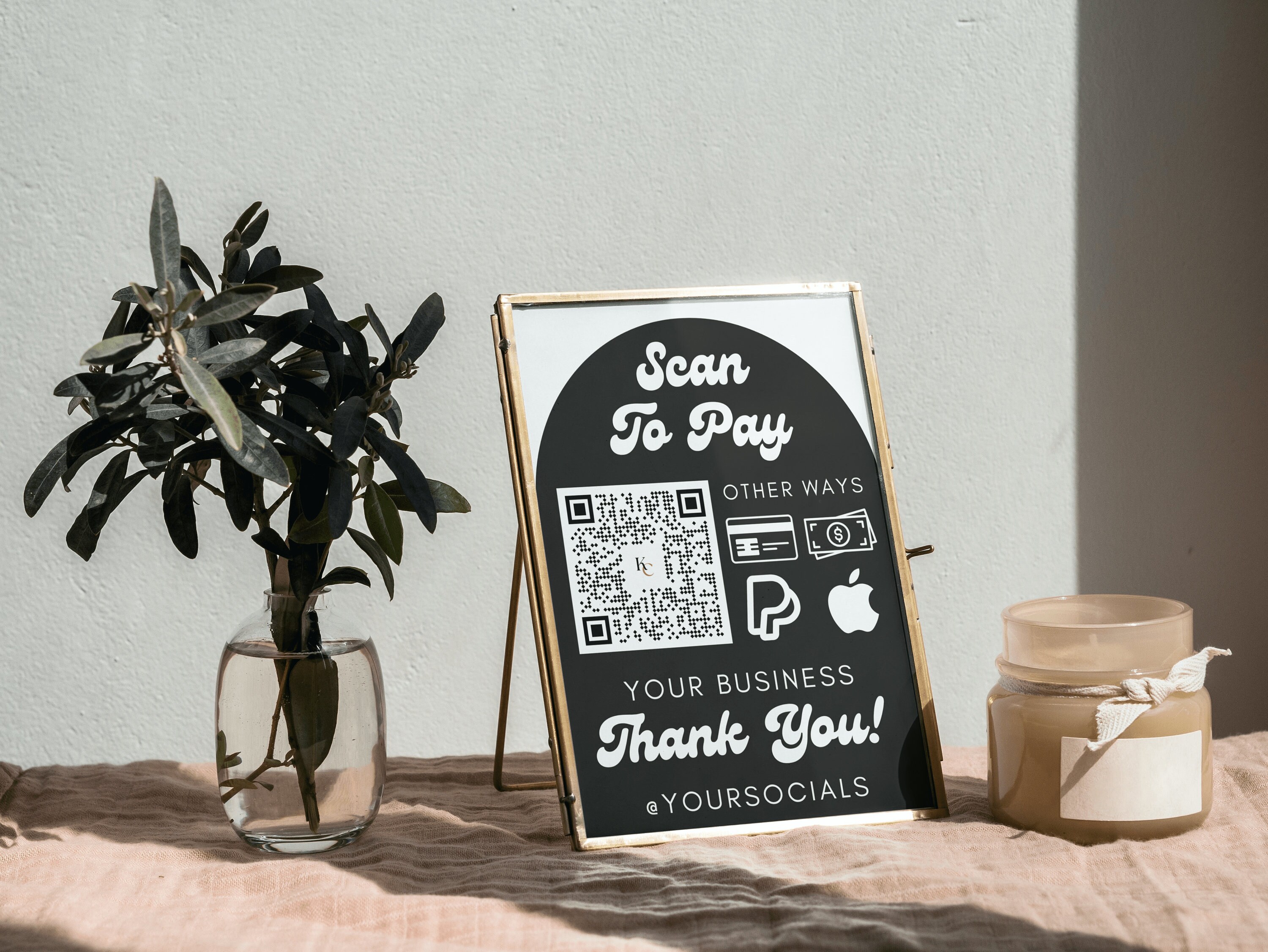 Editable Scan to Pay Sign, Vendor Scan to Pay Sign, Minimalist ...