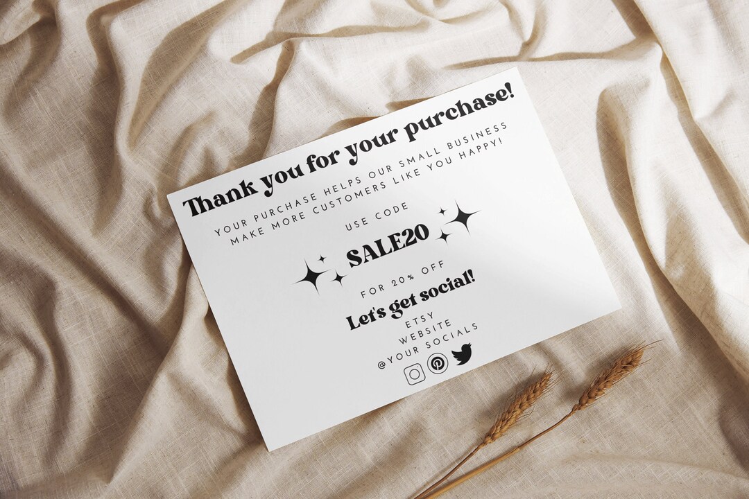 Retro Small Business Thank You Card Template, Printable Retro Thank You ...