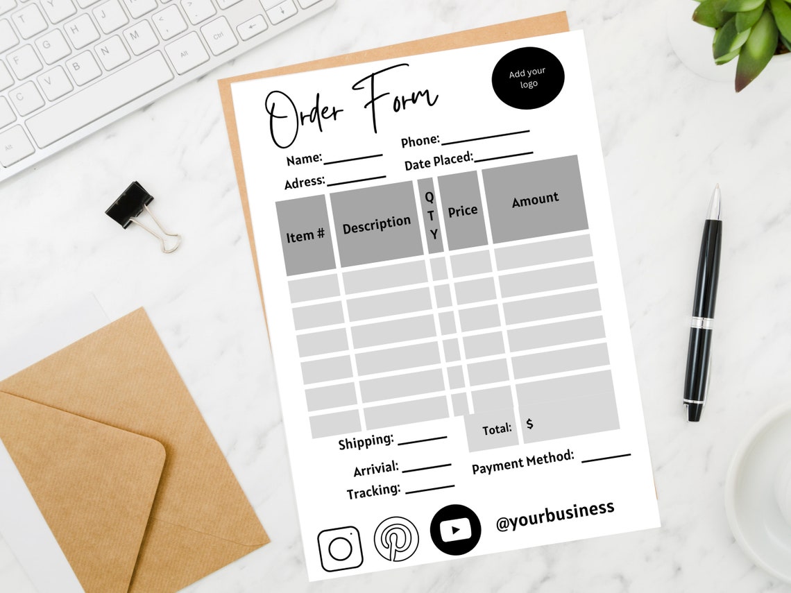 Editable Order Form Canva Template, Custom Order Form, Small Business Order Form, Printable ...