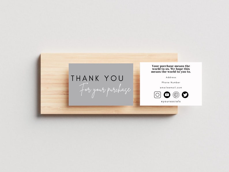 Small Business Thank You Card Packaging Insert Template, Cursive Print ...