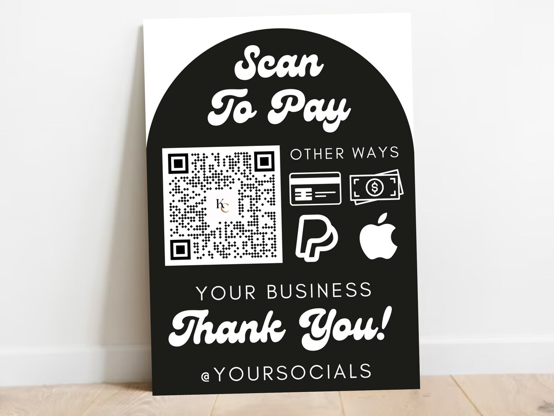 Editable Scan to Pay Sign, Vendor Scan to Pay Sign, Minimalist ...