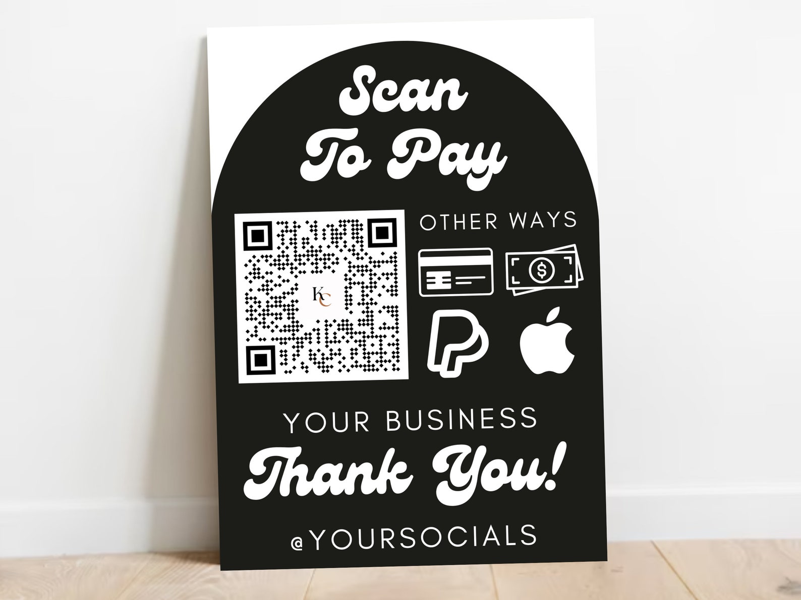 Editable Scan to Pay Sign, Vendor Scan to Pay Sign, Minimalist ...