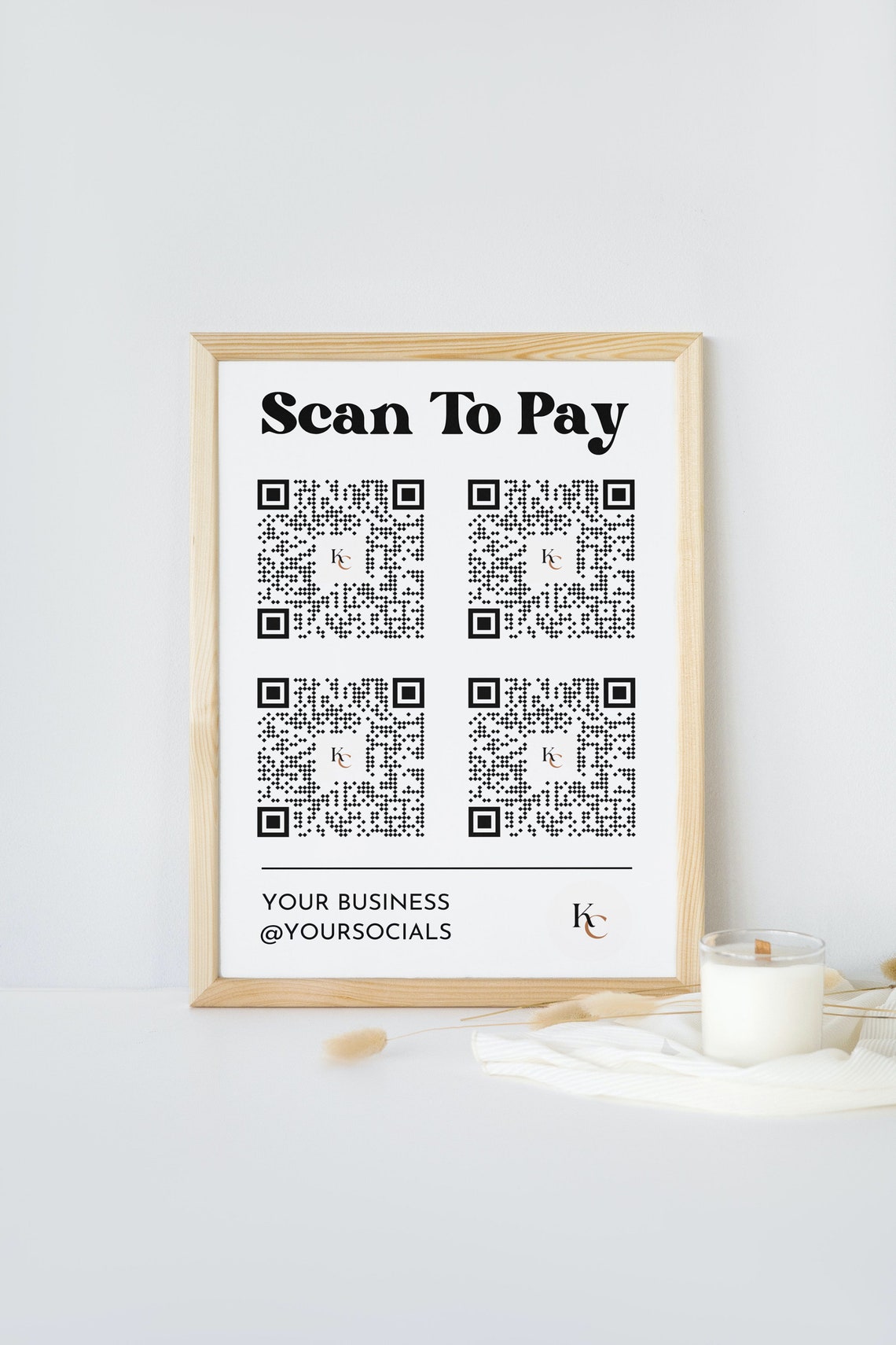 Scan to Pay Sign Template, Vendor Booth Sign, Craft Show Sign, Cashapp ...