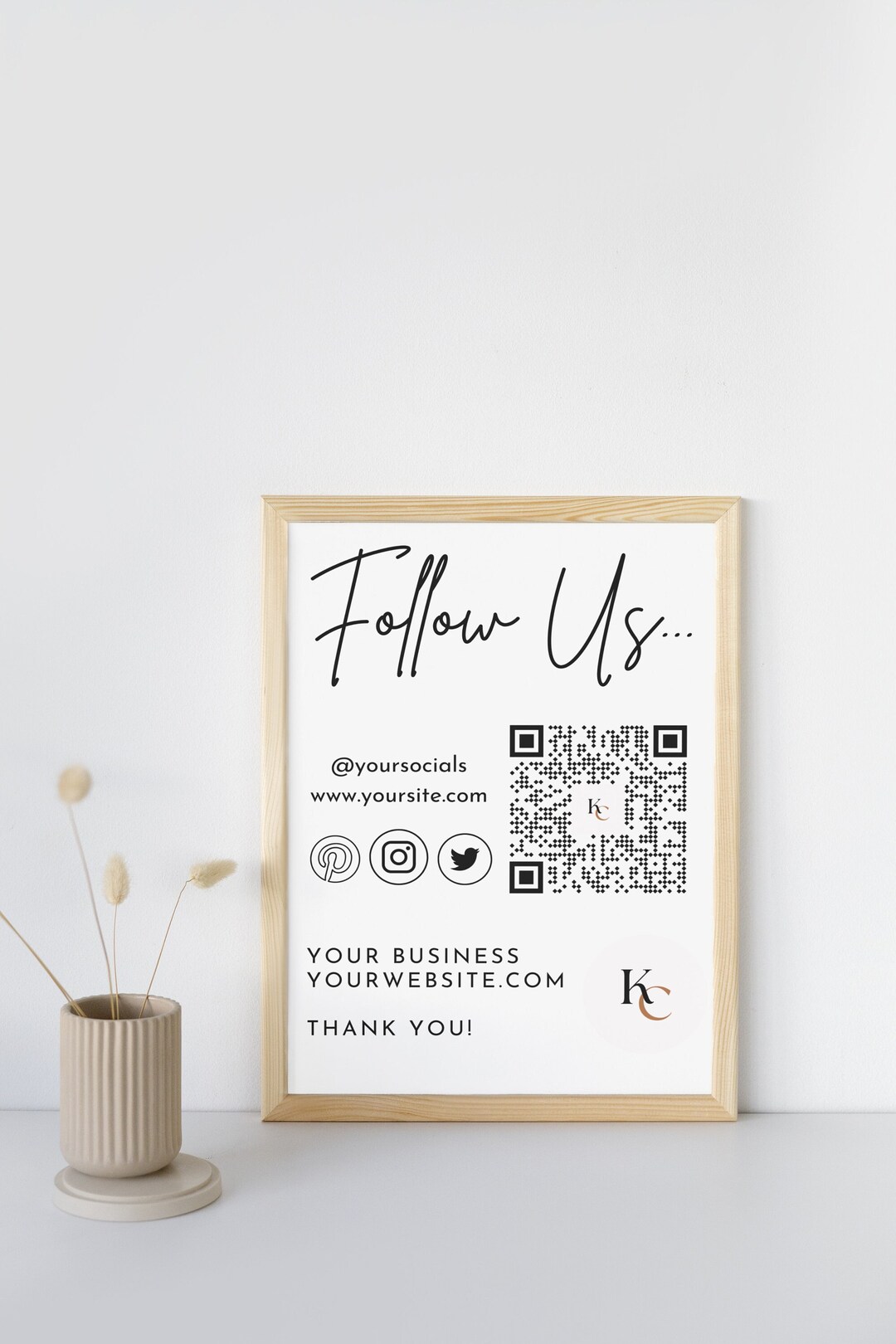 Connect With Us Sign Template, Minimalist Small Business Social Media ...