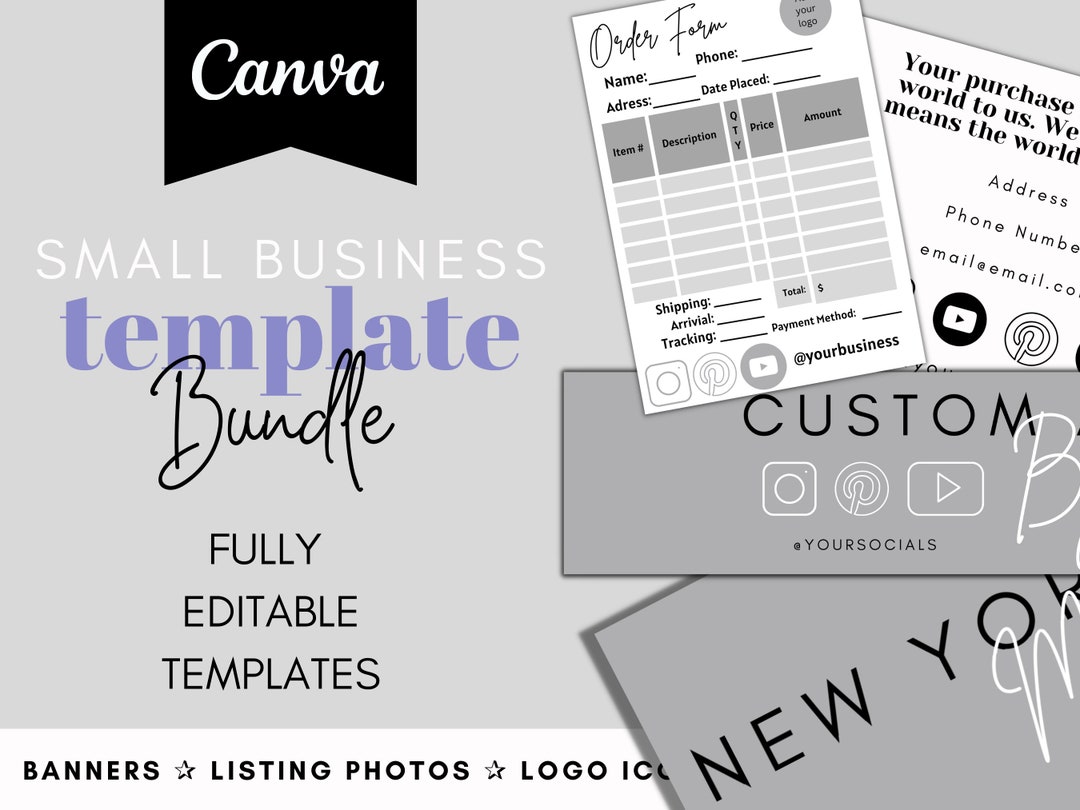Blue Small Business Template Package, Etsy Shop Kit, Order Form ...