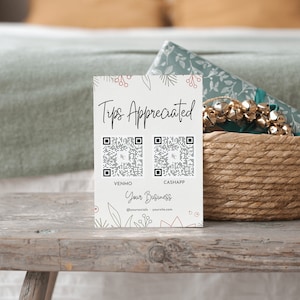 Holiday Printable Tips Appreciated Payment Sign QR Code Template ...