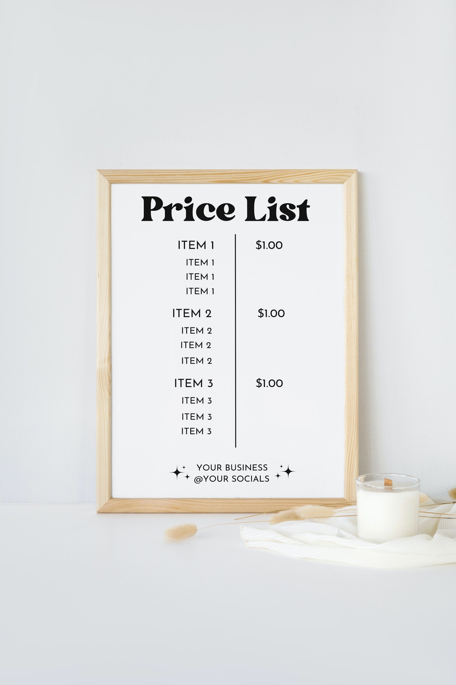 Retro Price List Template, Vendor Booth Sign, Editable Pricing Sheet ...