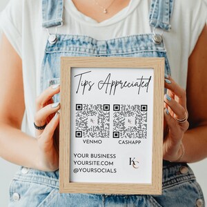 Tip Sign, Small Business Tips Sign, Venmo Tip Sign, Virtual Tip Jar, Qr ...