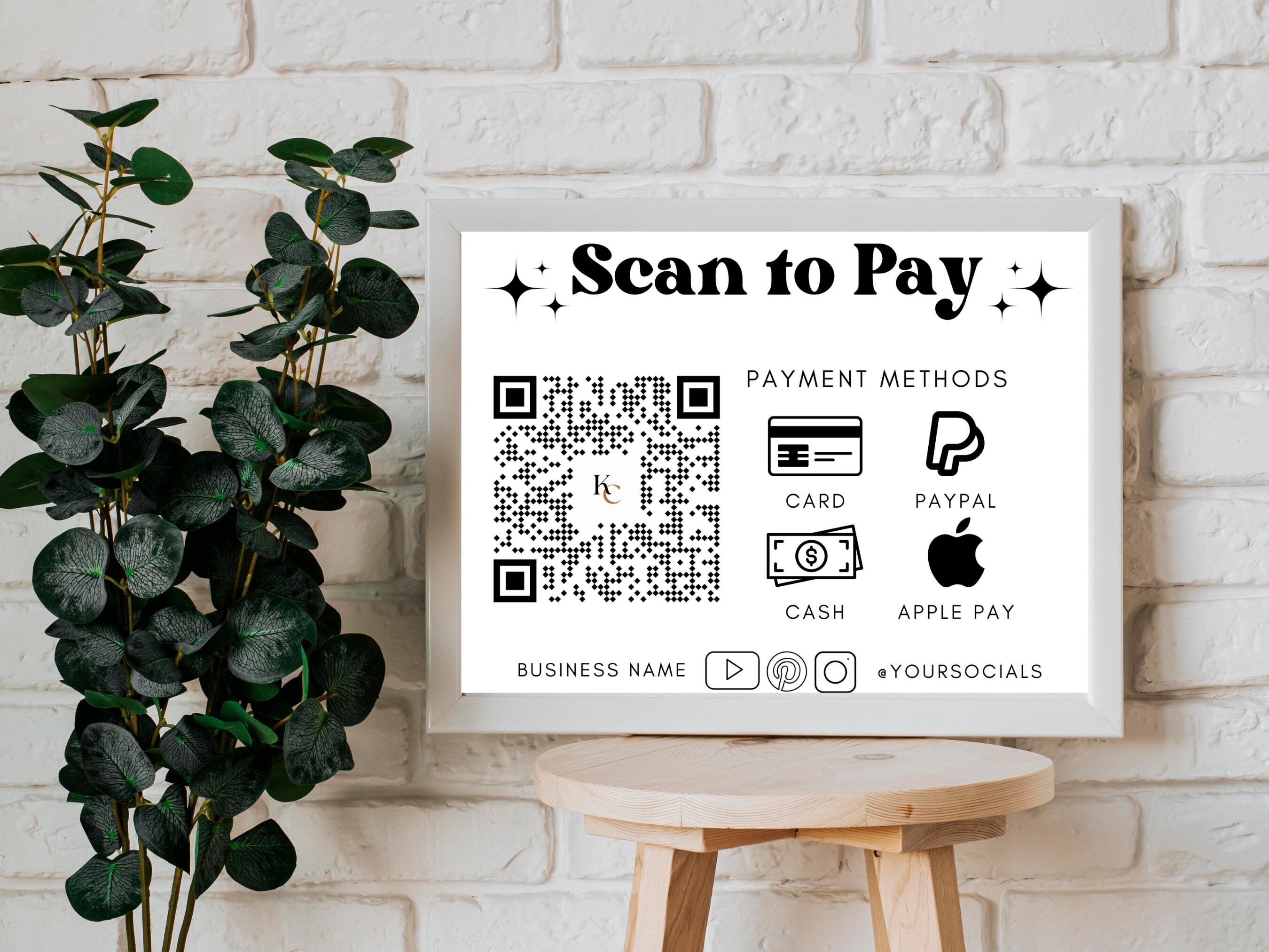 Editable Scan to Pay Sign, QR Code Sign Template, Cashapp Scan and Pay ...