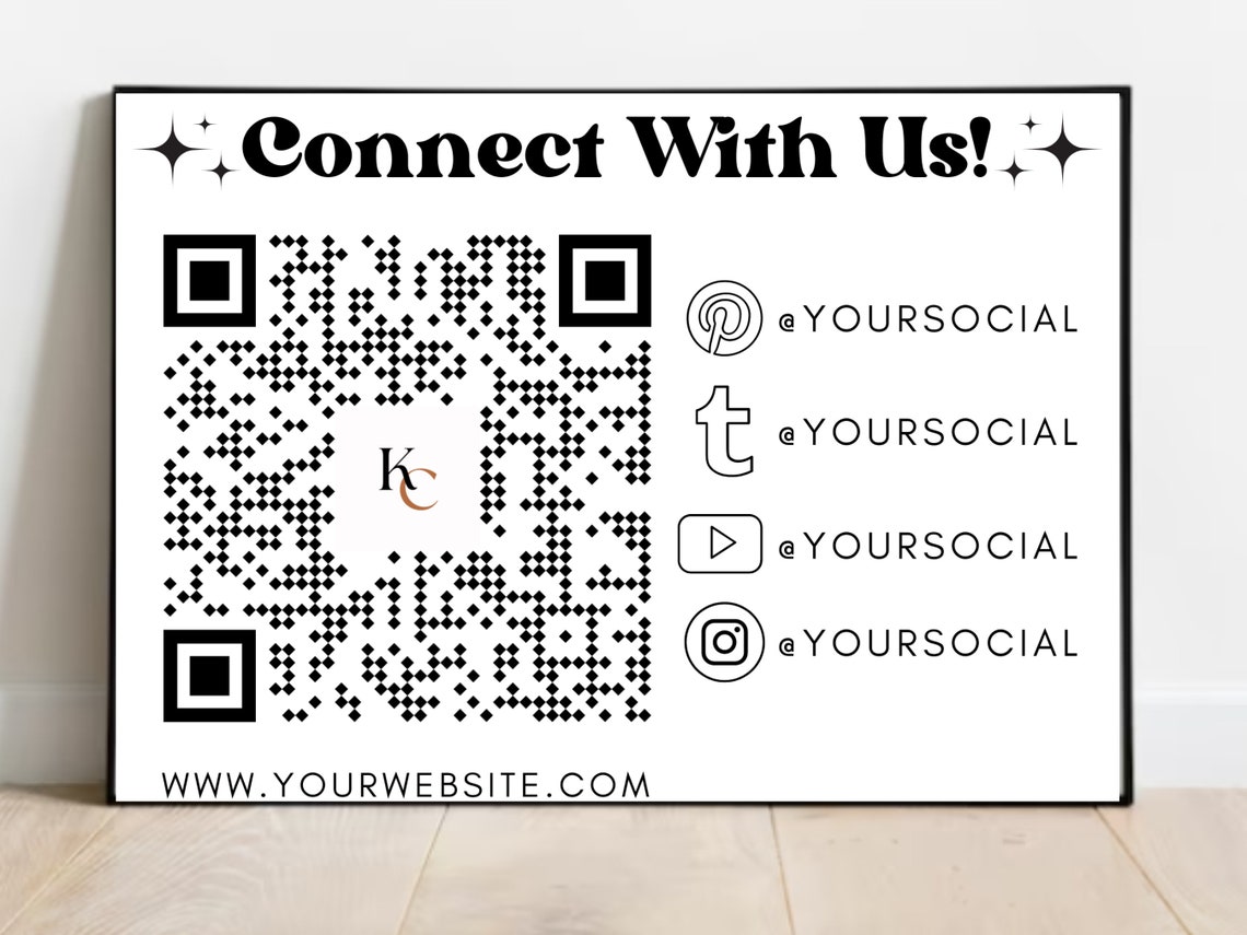 Retro QR Code Social Media Sign Template, Social Media Business Sign ...