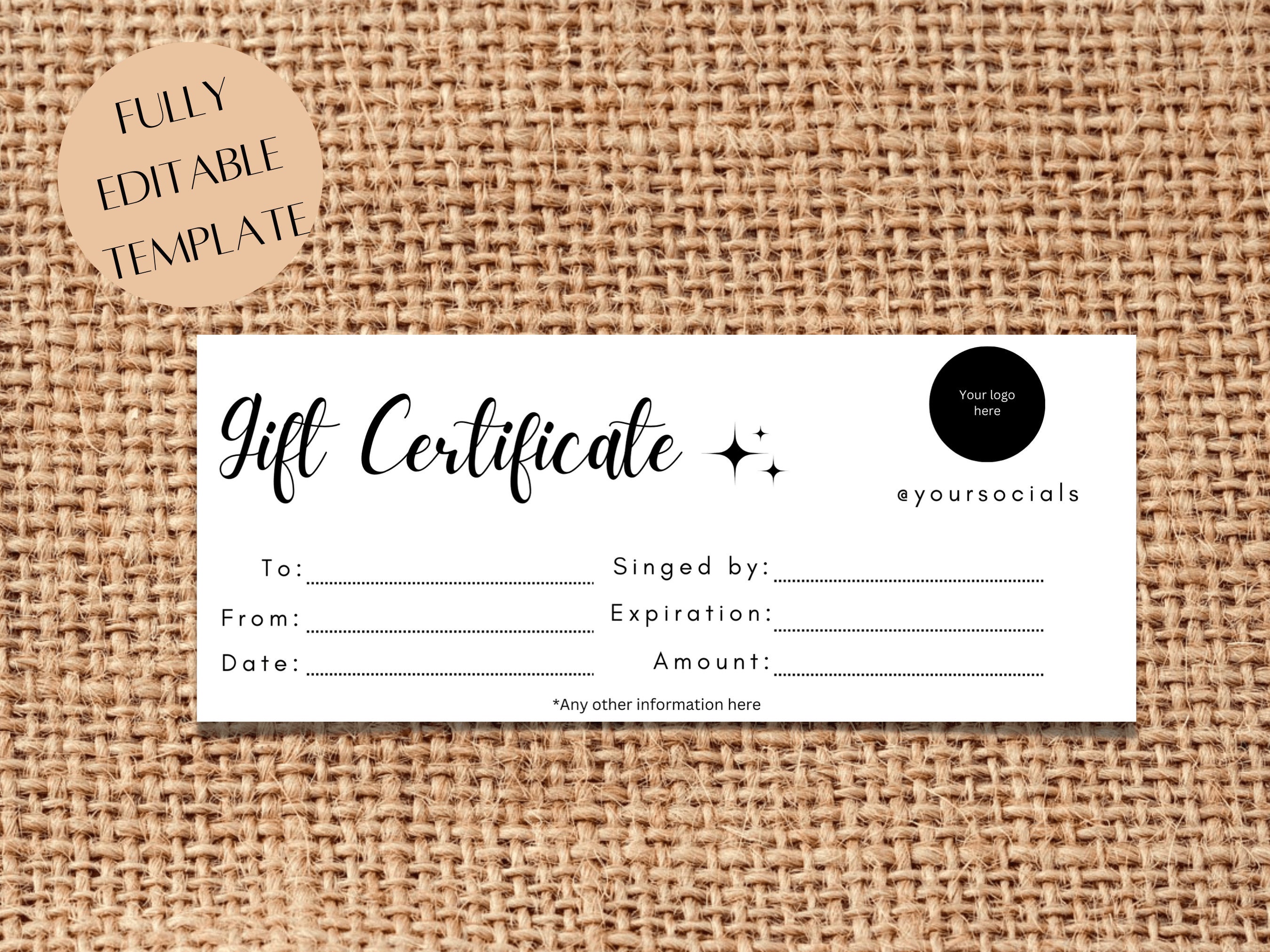 Minimal Gift Certificate Canva Template, Photography Gift Certificate ...