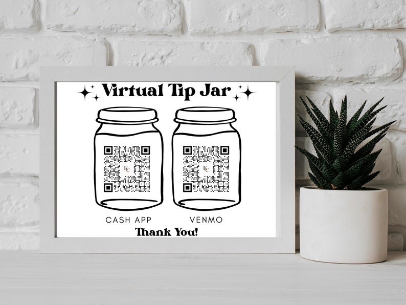 Virtual Tip Jar Sign, Virtual Tip Jar Template, QR Code Sign, Venmo ...