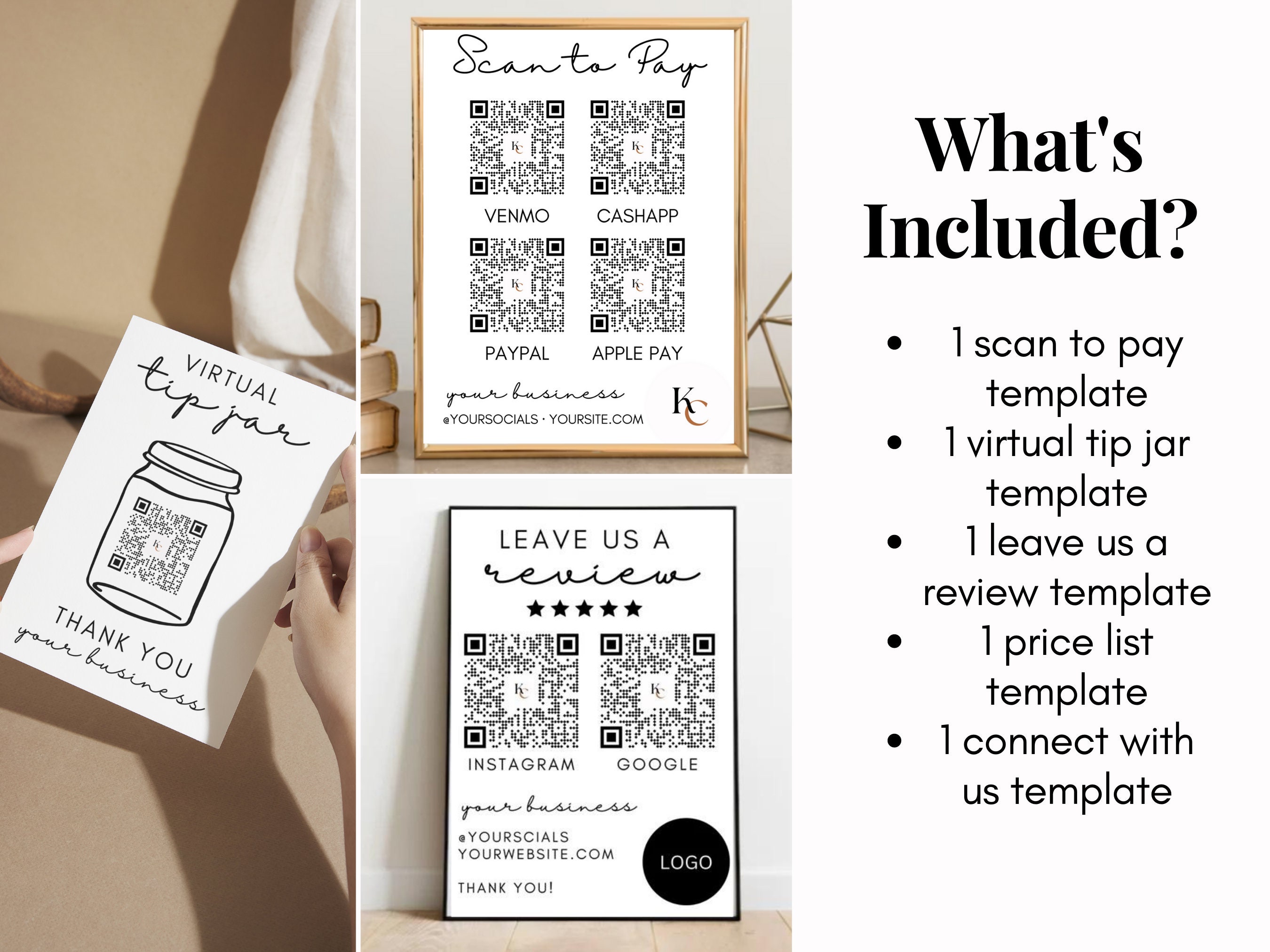 Qr Code Sign Template Bundle, Small Business Templates, Scan to Pay ...