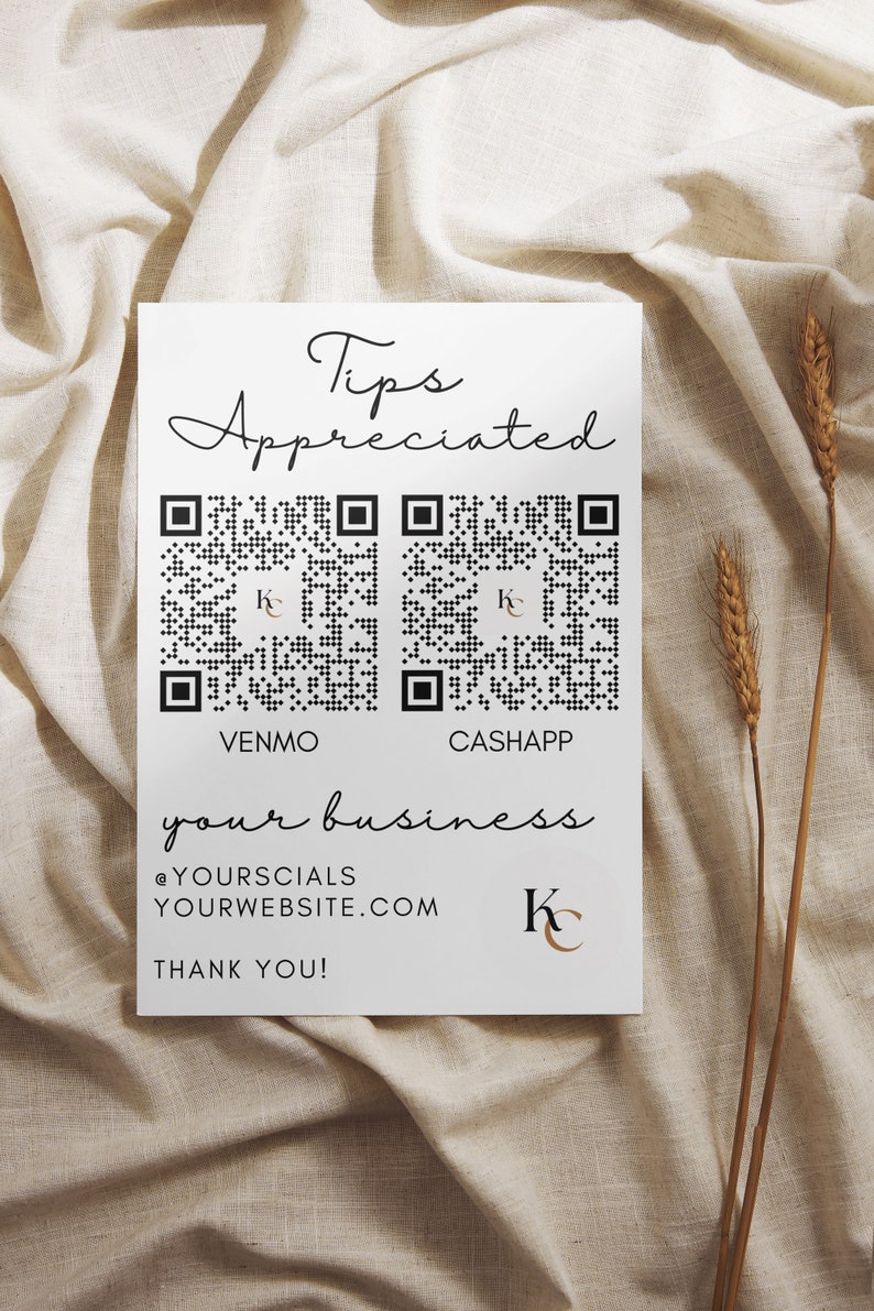 Tip Sign, Small Business Tips Sign, Venmo Tip Sign, Virtual Tip Jar, Qr ...