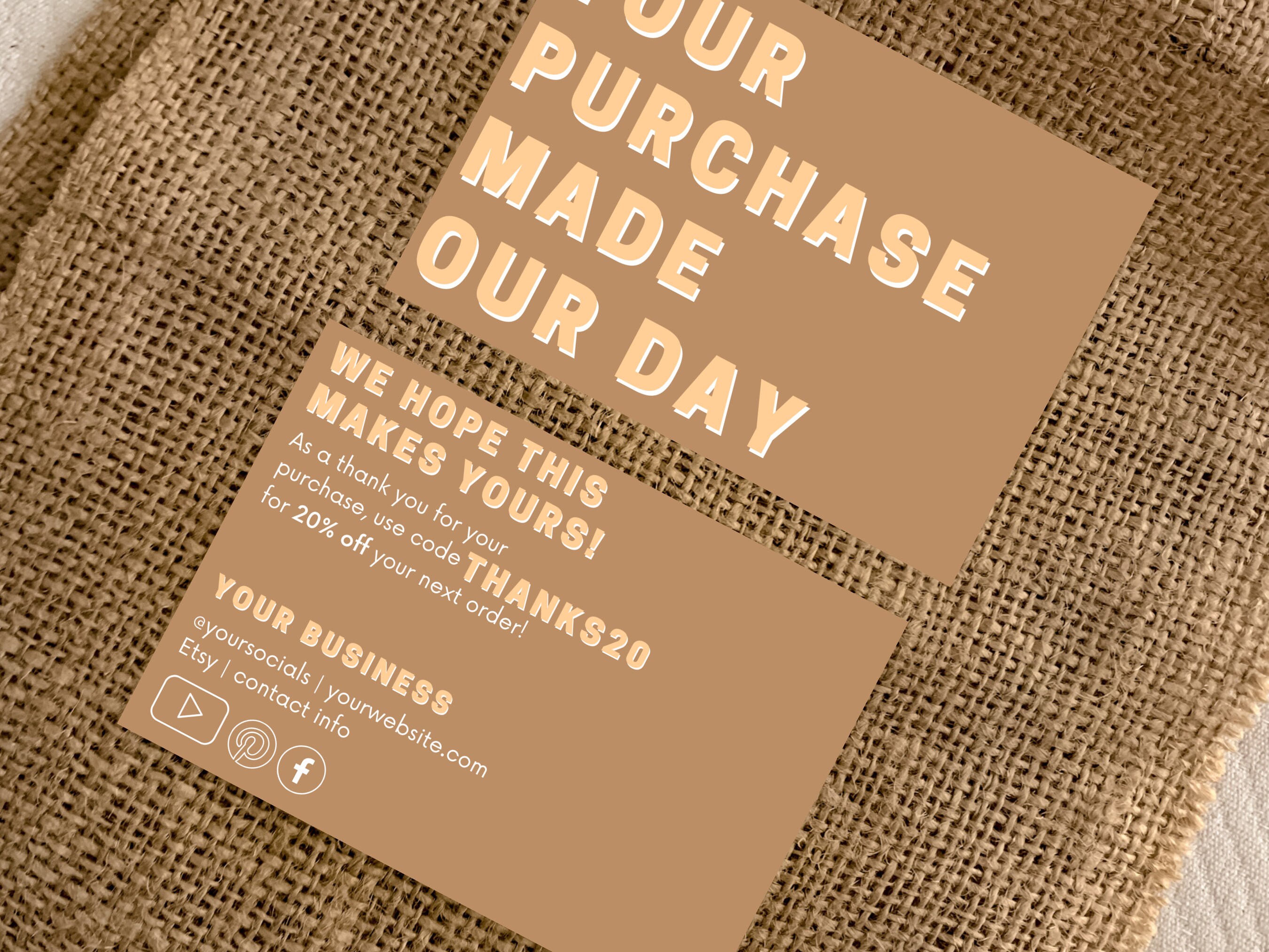 Boho Editable Thank You Card Business Template, Small Business ...