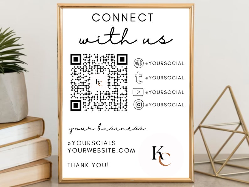 Retro QR Code Social Media Sign Template, Social Media Business Sign ...