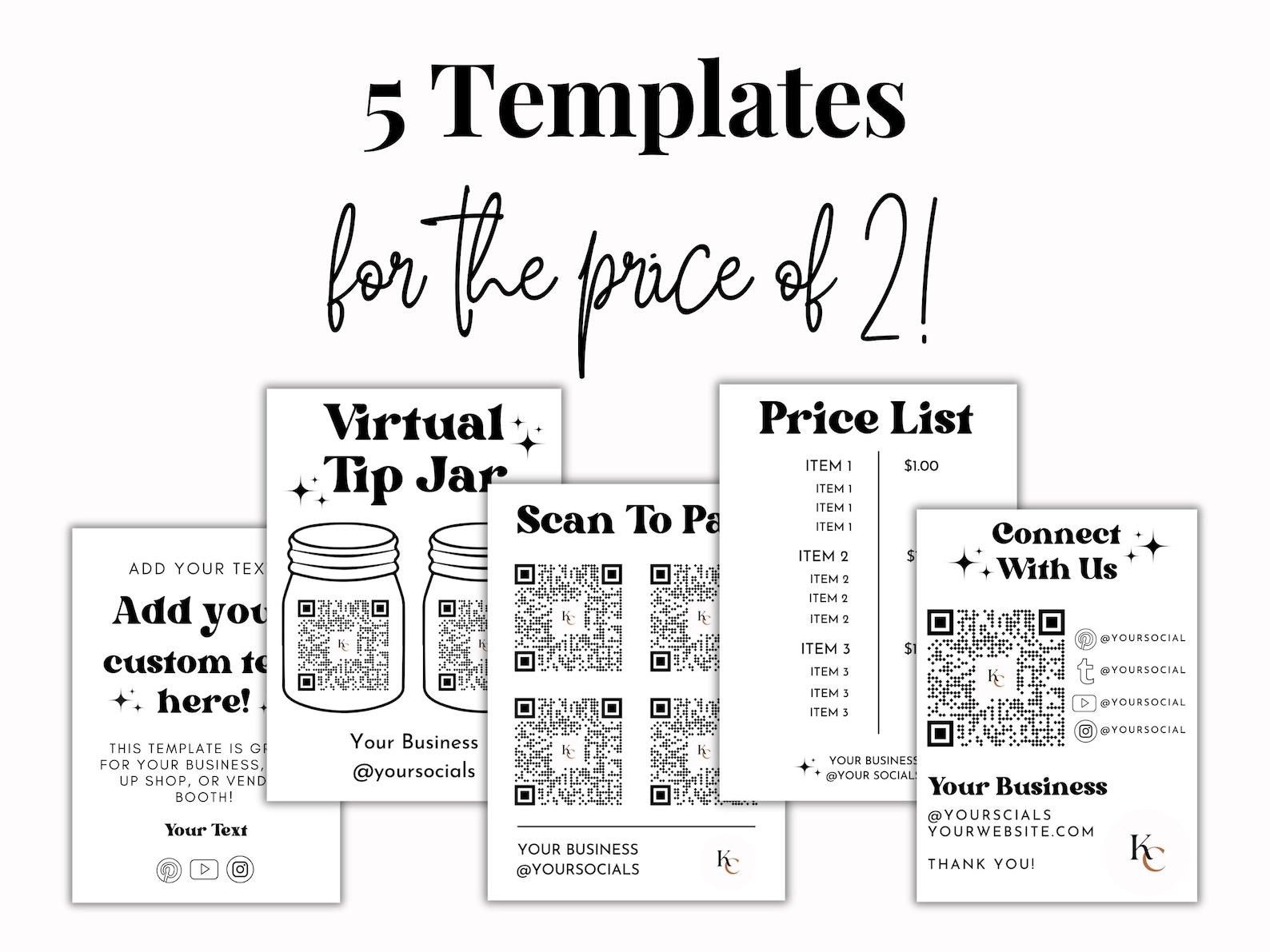 Qr Code Sign Template Bundle Vendor Booth Sign Craft Show - Etsy