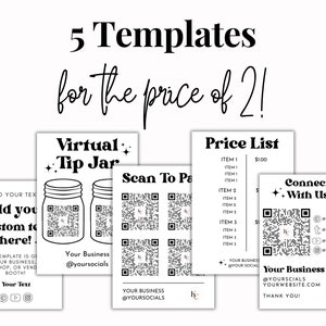 Qr Code Sign Template Bundle, Vendor Booth Sign, Craft Show Signs, Scan ...