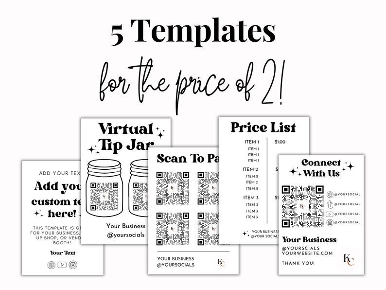 Qr Code Sign Template Bundle Vendor Booth Sign Craft Show - Etsy