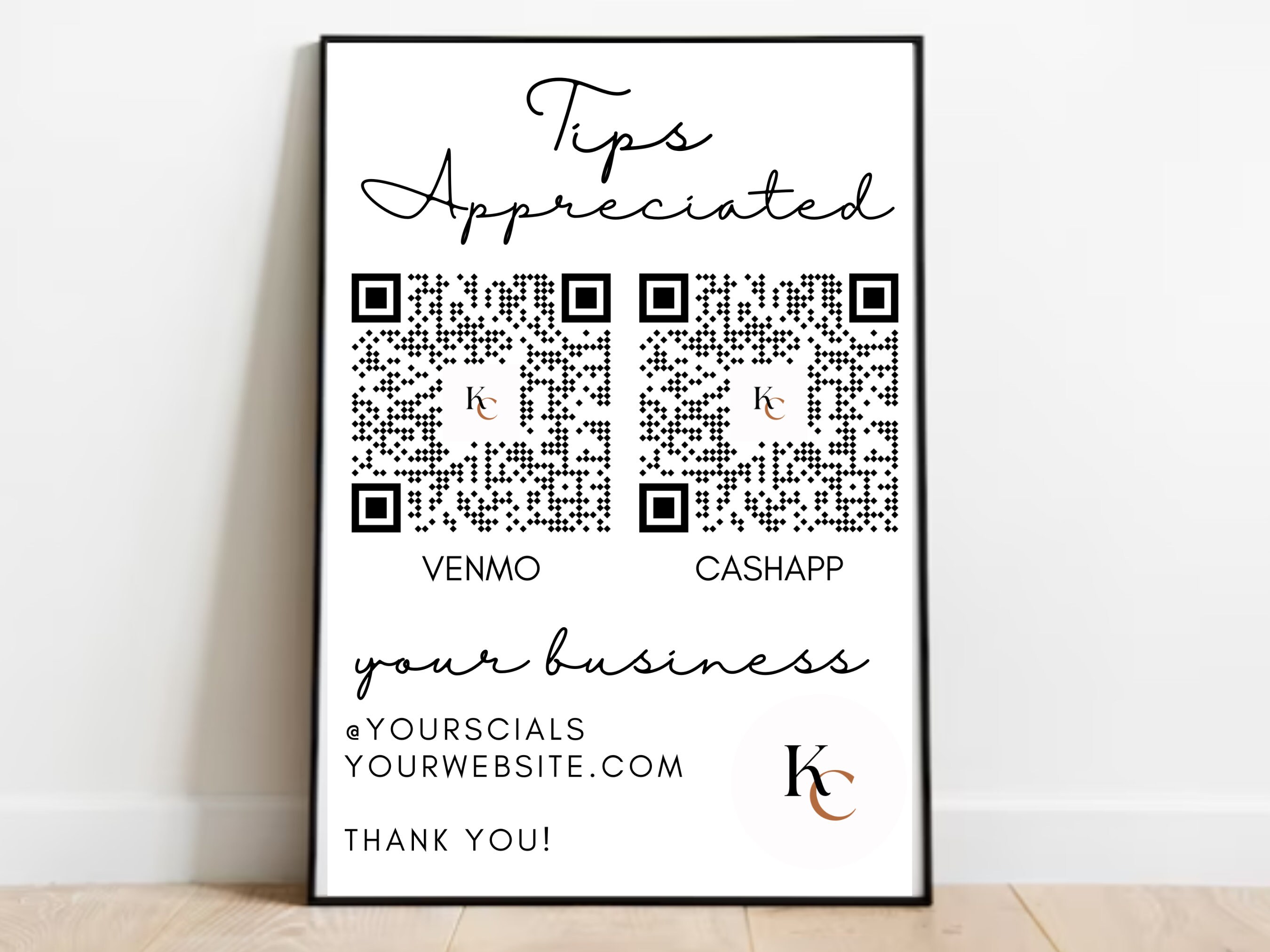 Tip Sign, Small Business Tips Sign, Venmo Tip Sign, Virtual Tip Jar, Qr ...