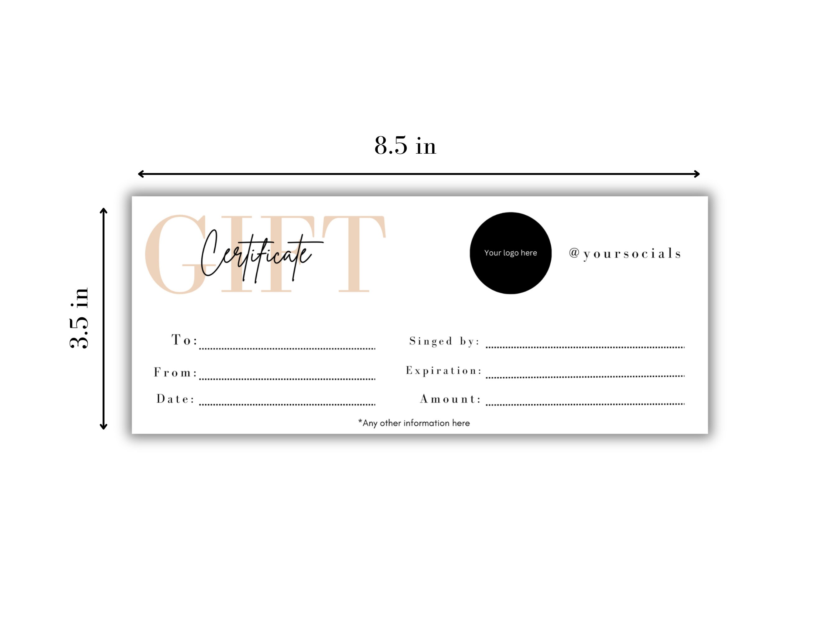 Gift Certificate Template, Voucher Template, DIY Printable Gift Voucher ...