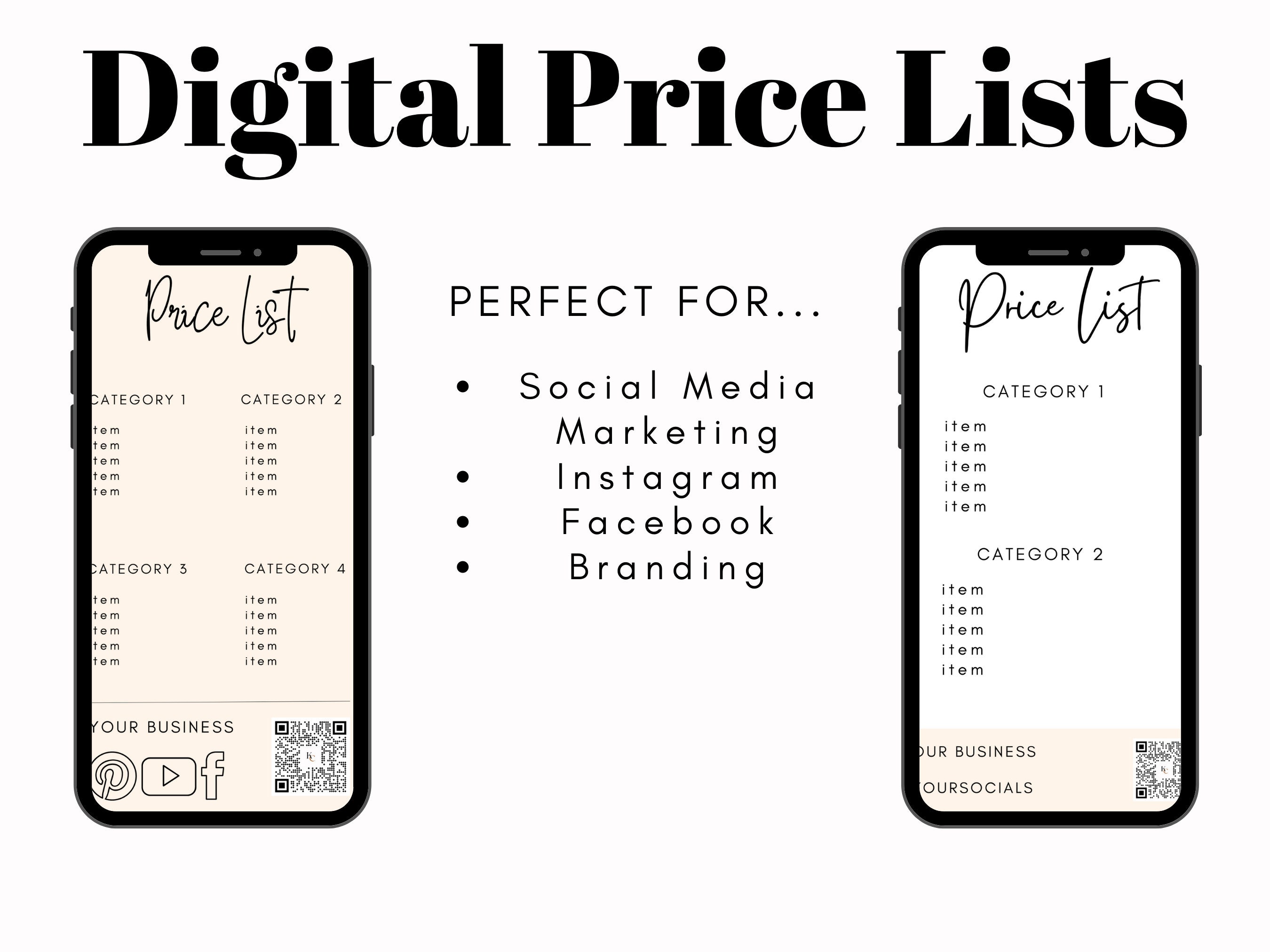 Printable Price List Scan to Pay Signs, Small Business Vendor Booth ...