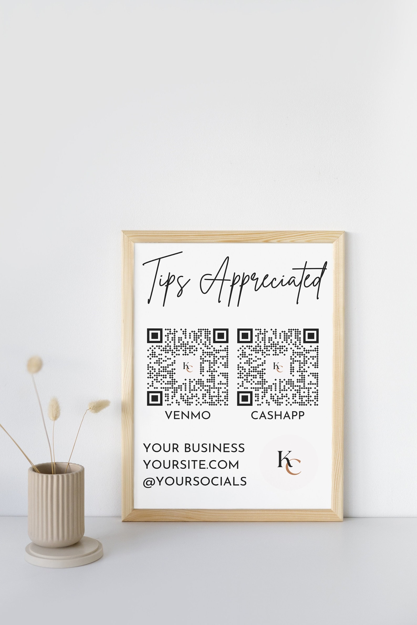 Tip Sign, Small Business Tips Sign, Venmo Tip Sign, Virtual Tip Jar, Qr ...