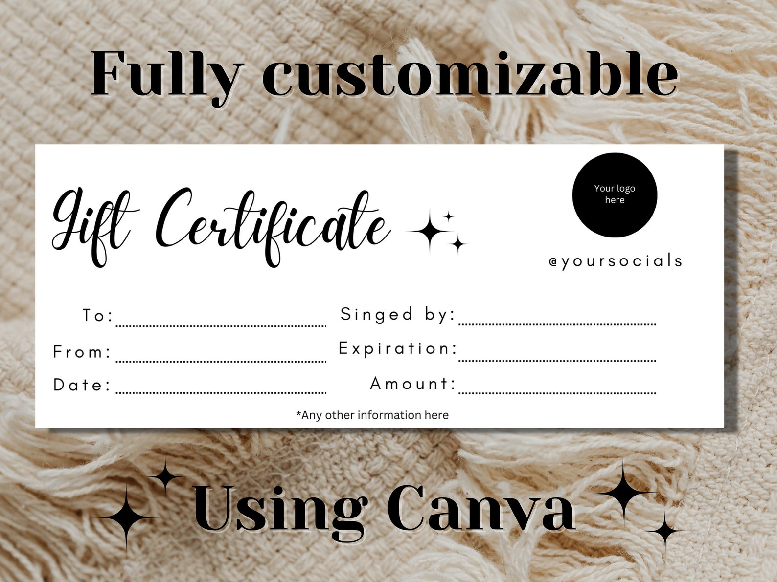Minimal Gift Certificate Canva Template, Photography Gift Certificate ...