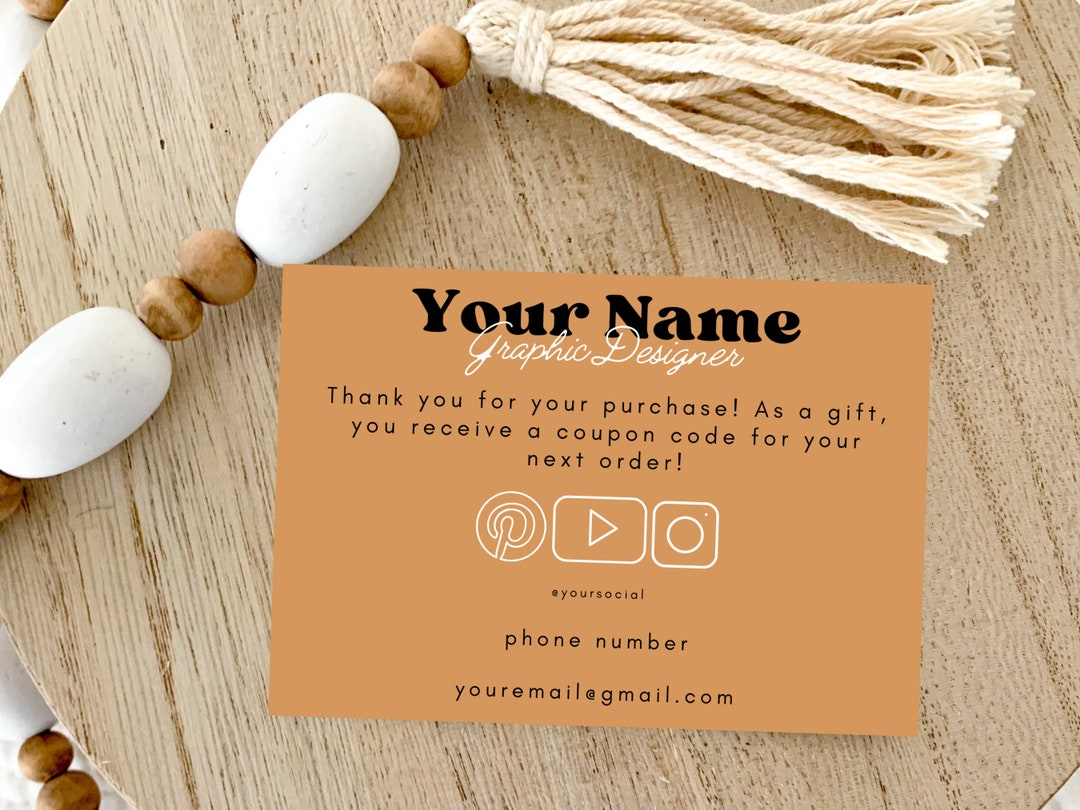 Boho Editable Code Thank You Card Business Template, Thank You for ...