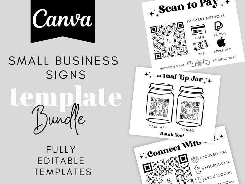 Small Business QR Code Sign Templates, Vendor Booth Sign Templates ...