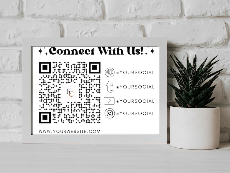 Retro QR Code Social Media Sign Template, Social Media Business Sign ...