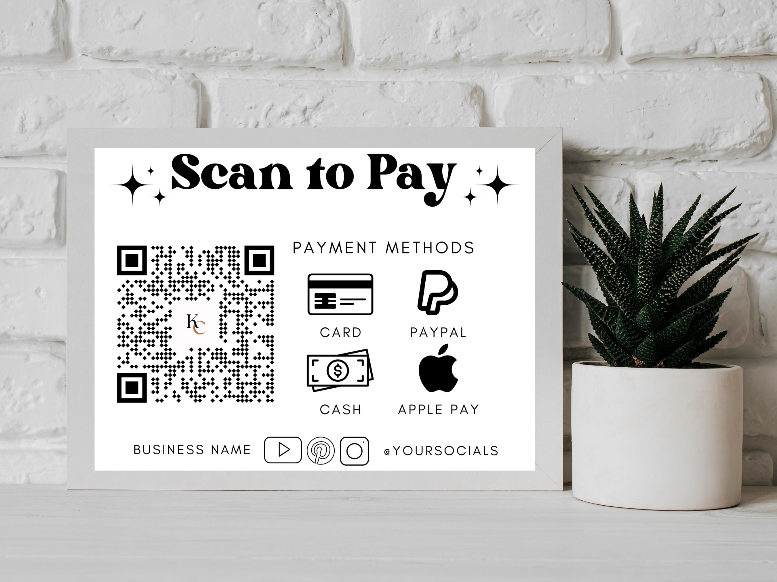Editable Scan to Pay Sign, QR Code Sign Template, Cashapp Scan and Pay, Scan to Pay Template ...