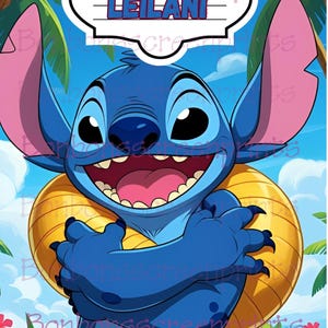 Personalized Stitch Composition Book Cover – Tropical Beach Theme ...