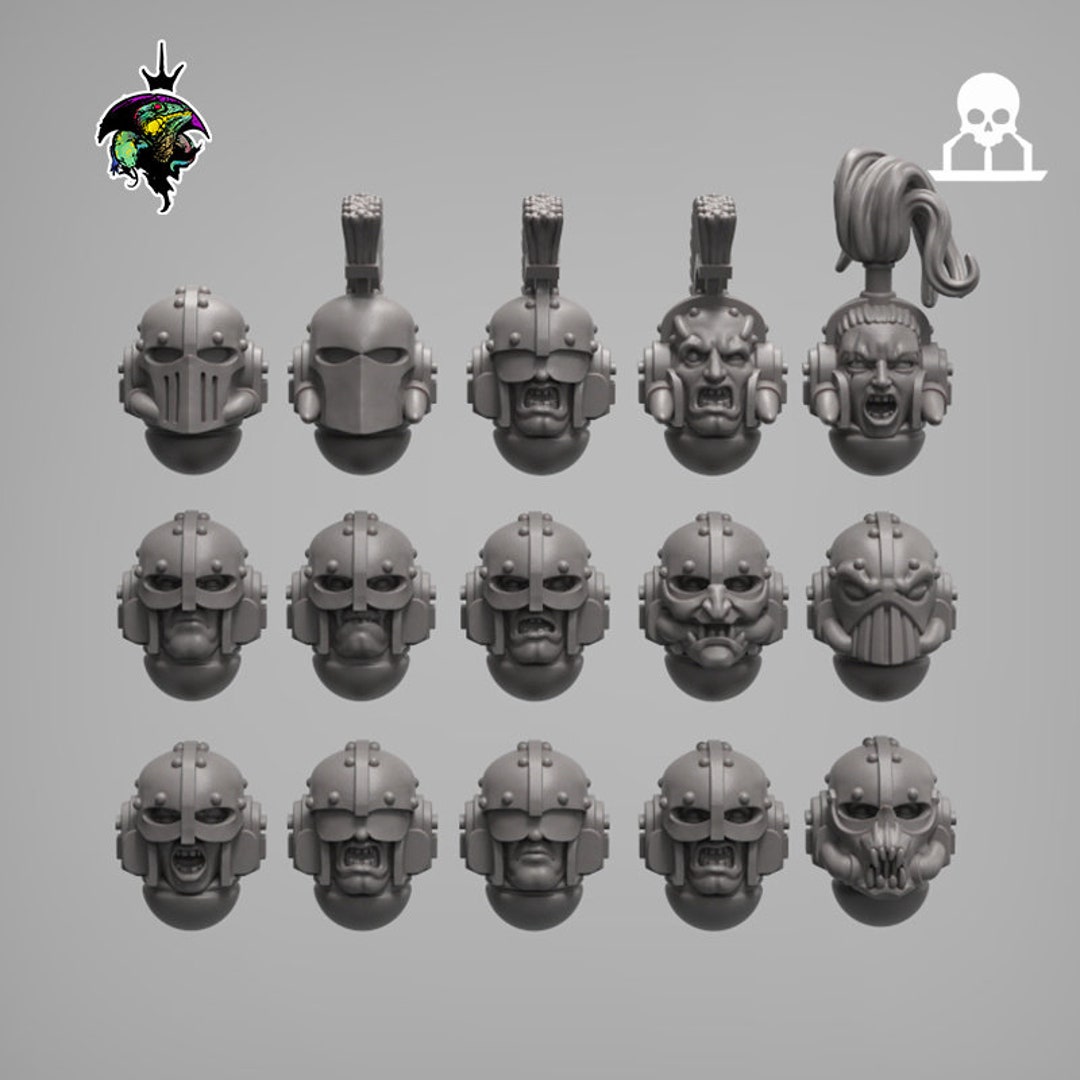 Geno Tyrants Heads Set X15 Scifi Wargame Roleplay 32mm 3D Reptilian ...