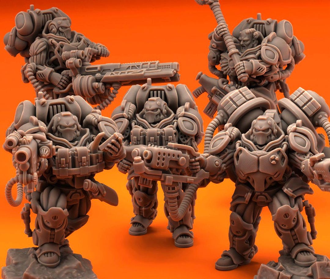 Space Warriors Battle Hardened Heavy Veteran Squad X5 Scifi Wargame ...